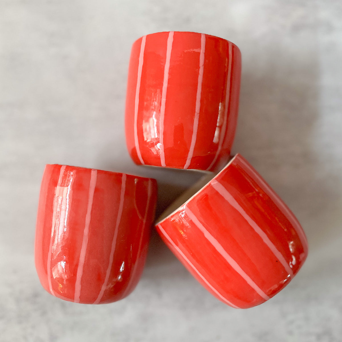 Red Ceramic Cup With Pink Stripes Gather Goods Co
