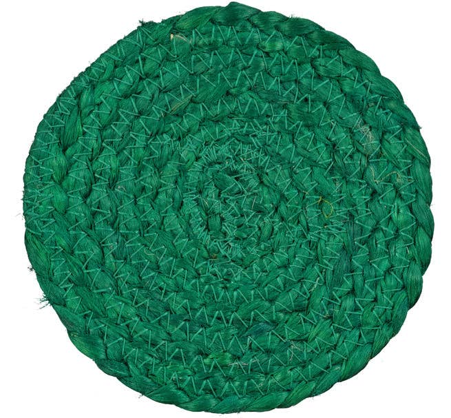Round Seagrass Coaster, in Kelly Green - Gather Goods Co.