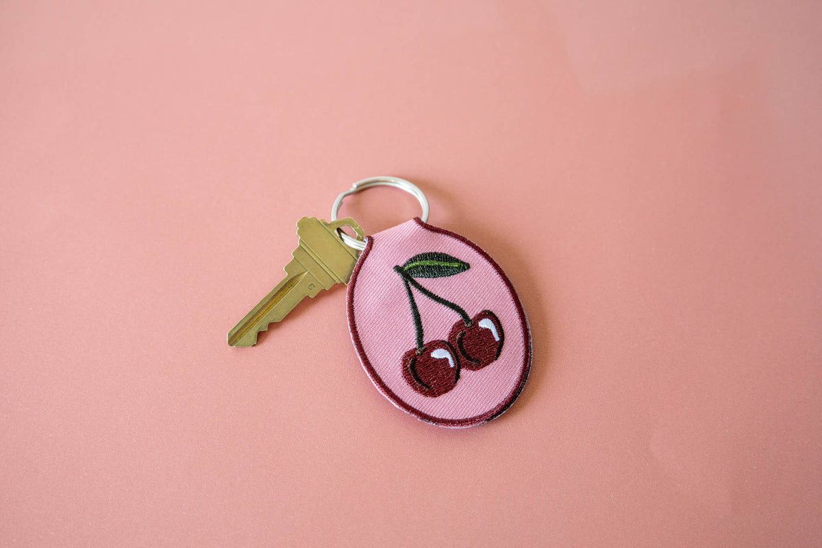 Cherry Embroidered Keychain - Gather Goods Co.
