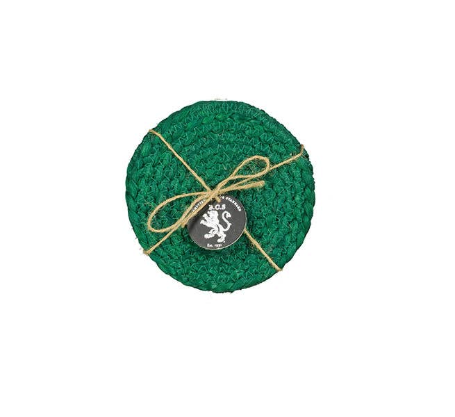 Round Seagrass Coaster, in Kelly Green - Gather Goods Co.