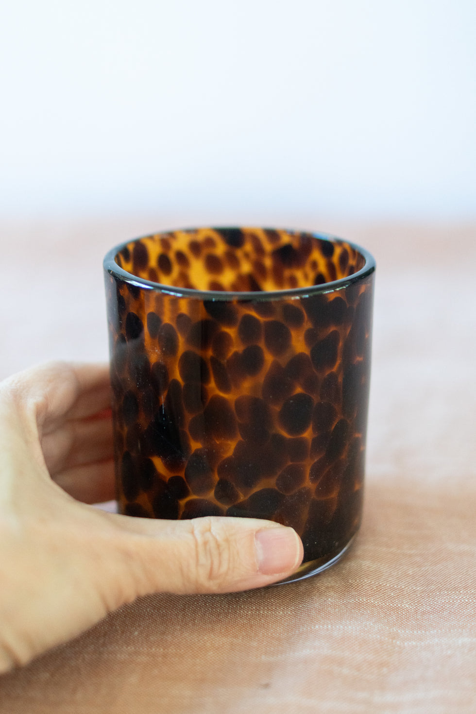 Brown Tortoise Shell Spotted Drinking Glass - Artisanal, Hand-Blown ...