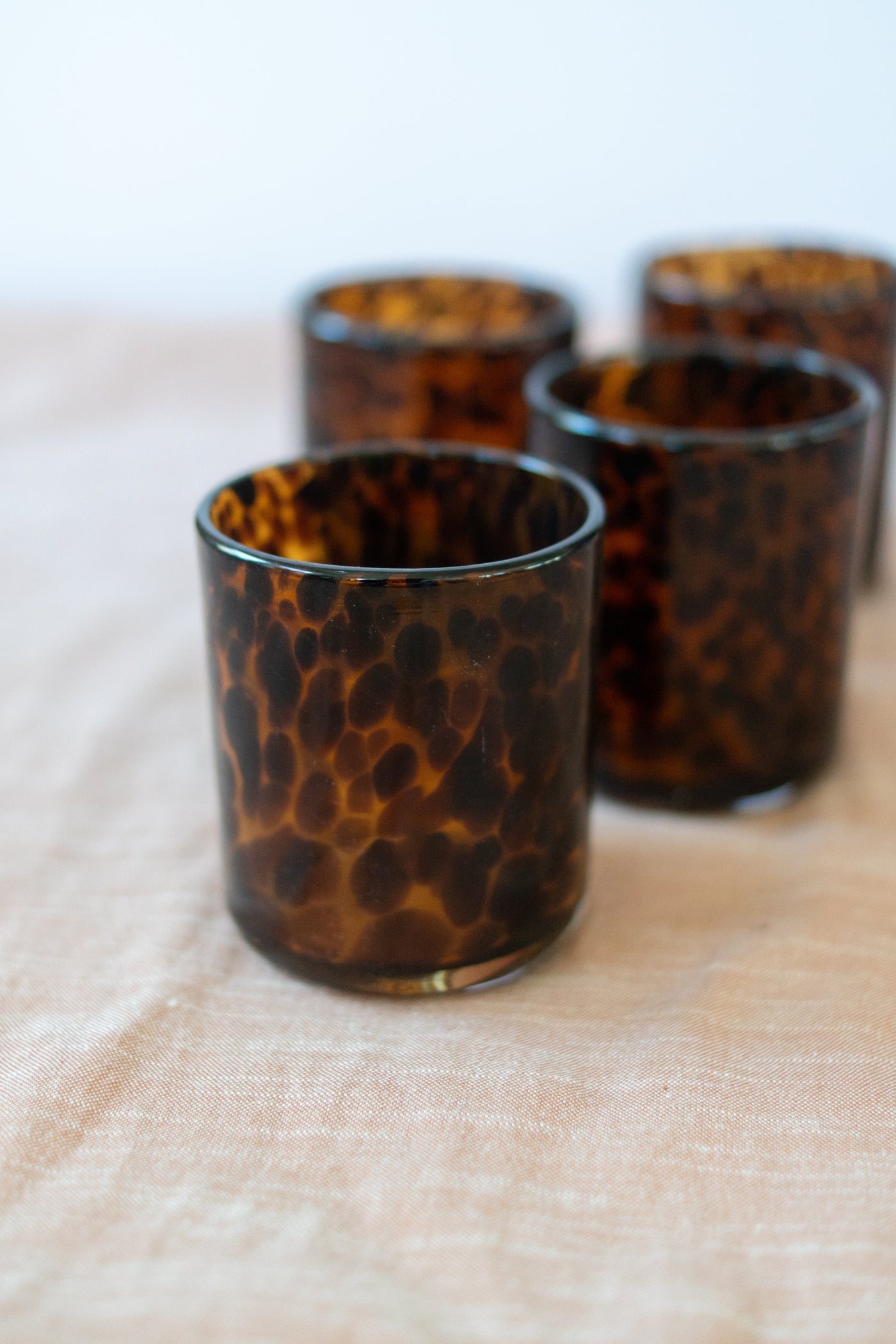 Brown Tortoise Shell Spotted Drinking Glass - Artisanal, Hand-Blown ...