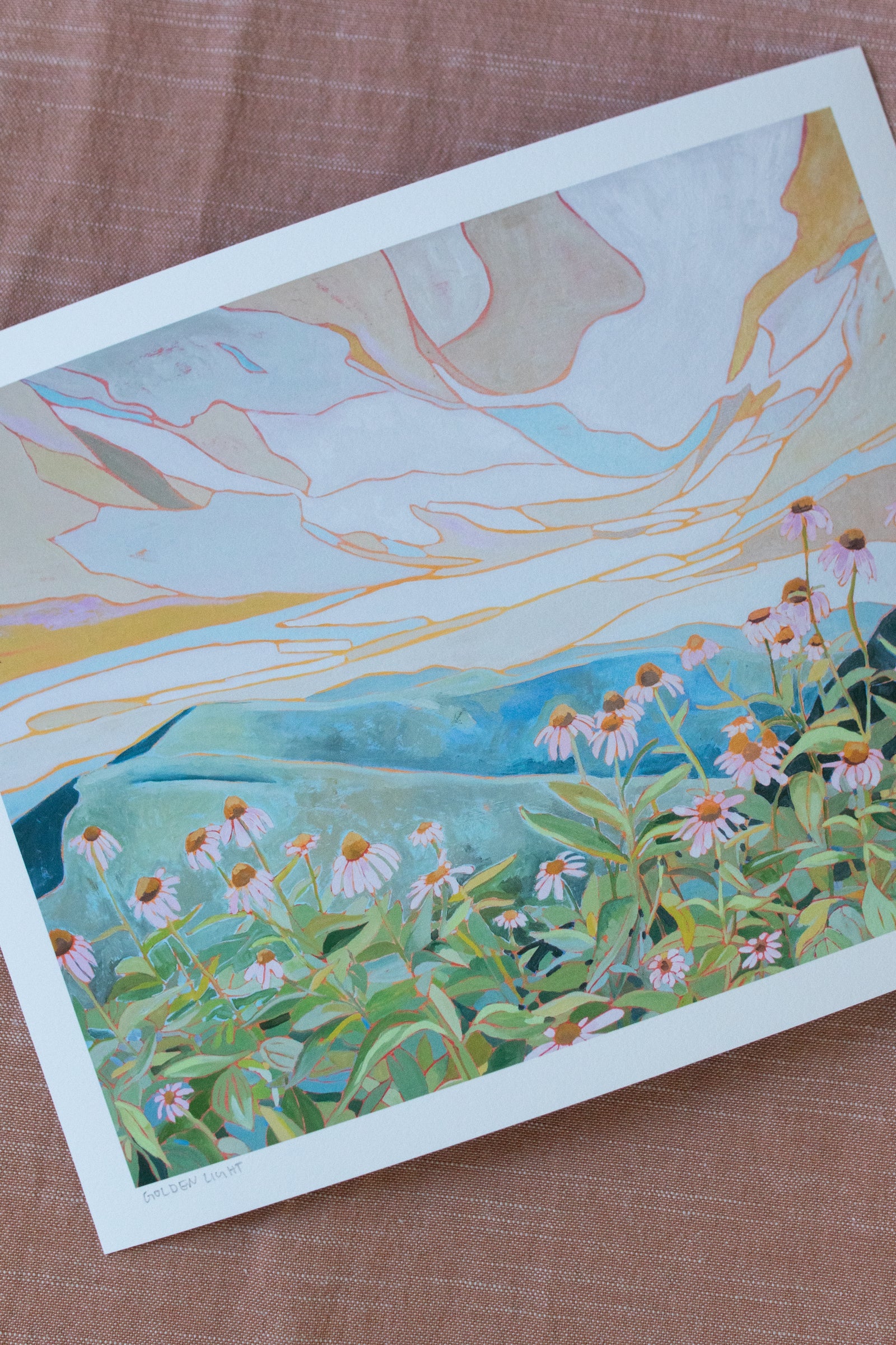 North Carolina Art Print, Wildflower Mountain Vista Art Print, Landsca ...