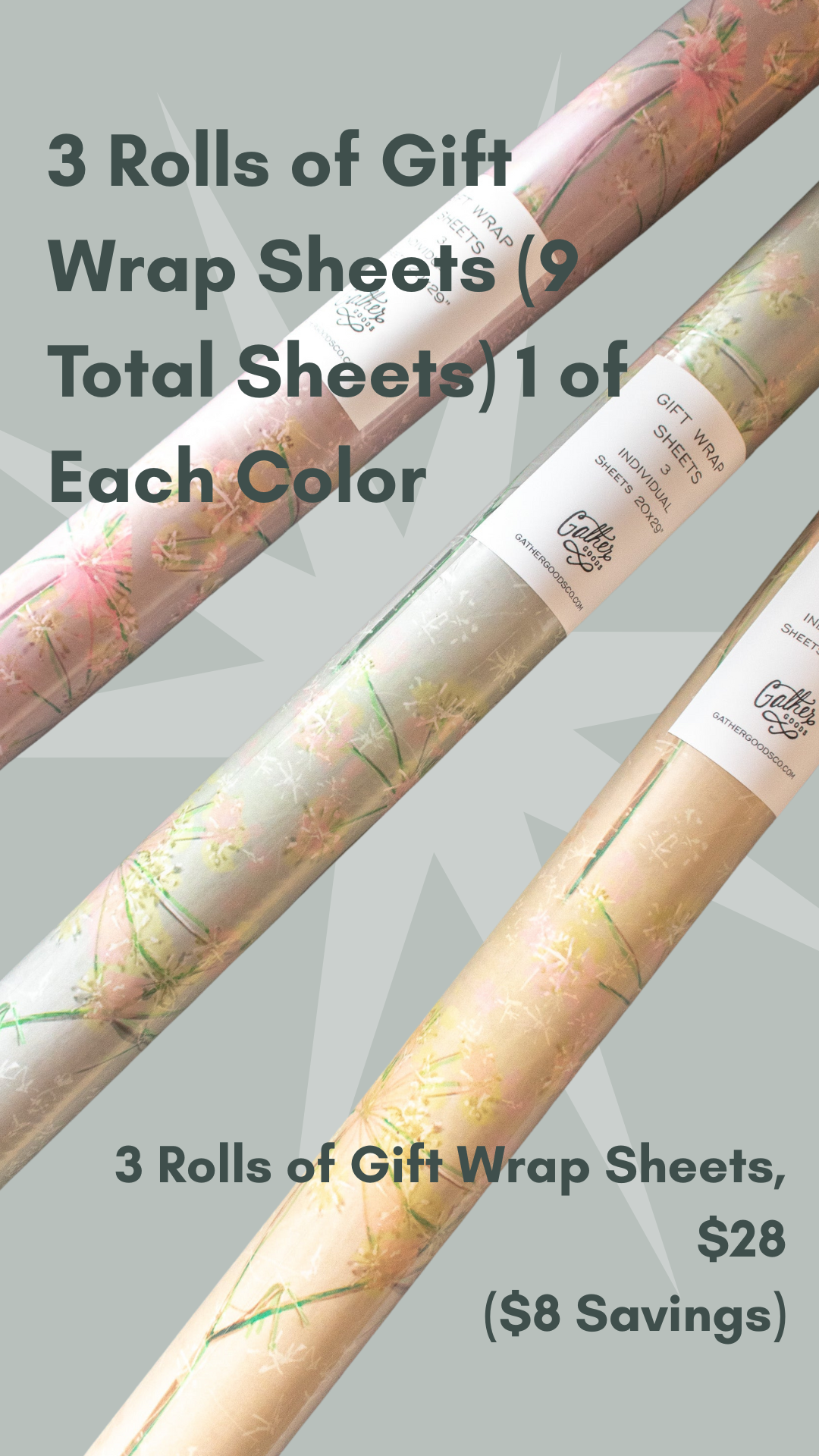 Gift Wrap, Set of 3 Colors - Gather Goods Co.