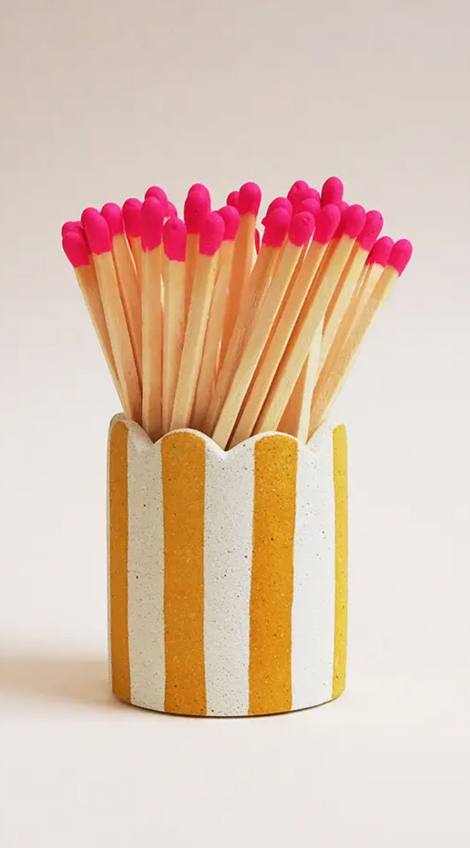 Yellow Striped Match Striker with Dark Pink Matches – Gather Goods Co.