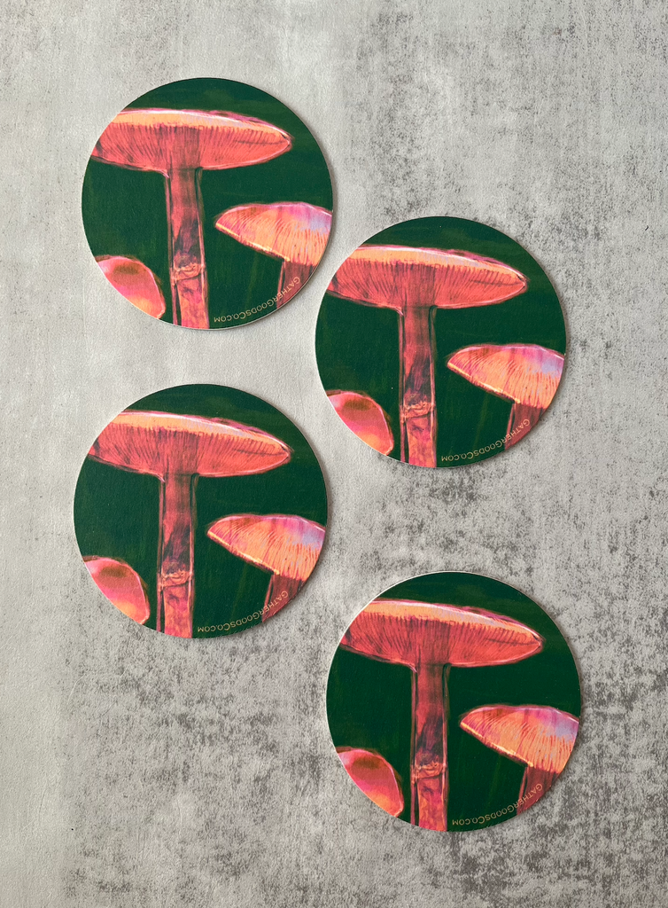 Psychedelic Mushroom Coasters, Set of Four– Gather Goods Co.