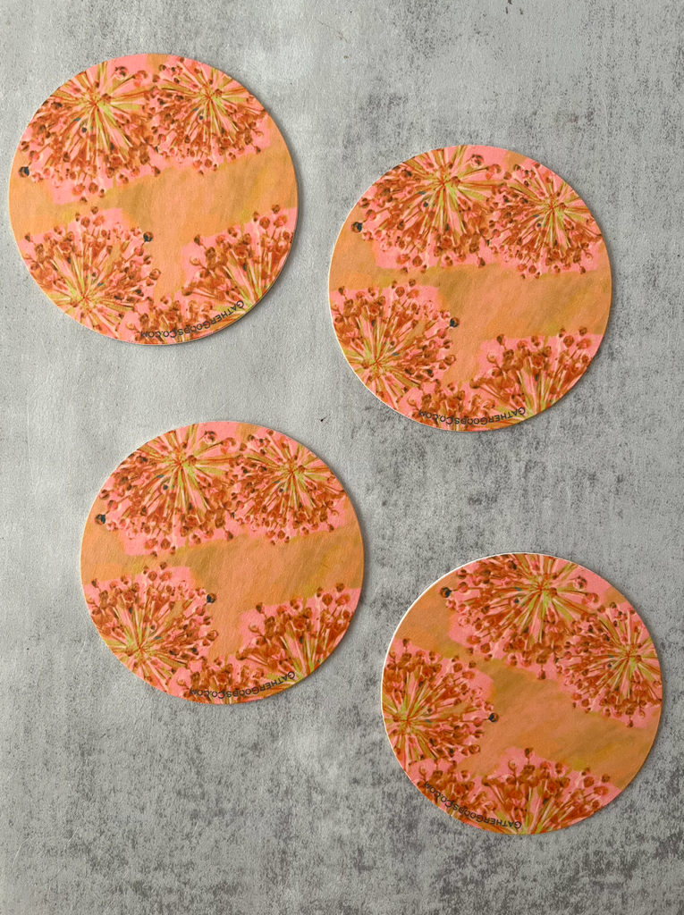 Golden Floral Pop Coasters, Set of Four– Gather Goods Co.