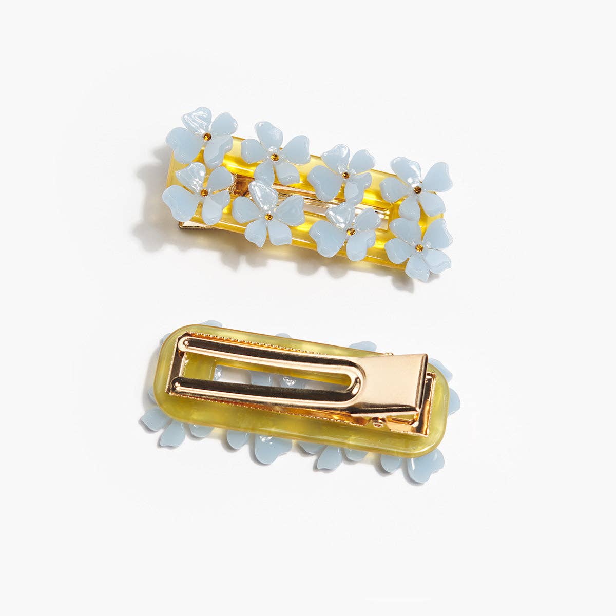 Flower Alligator Hair Clip in Light Blue and Gold – Gather Goods Co.