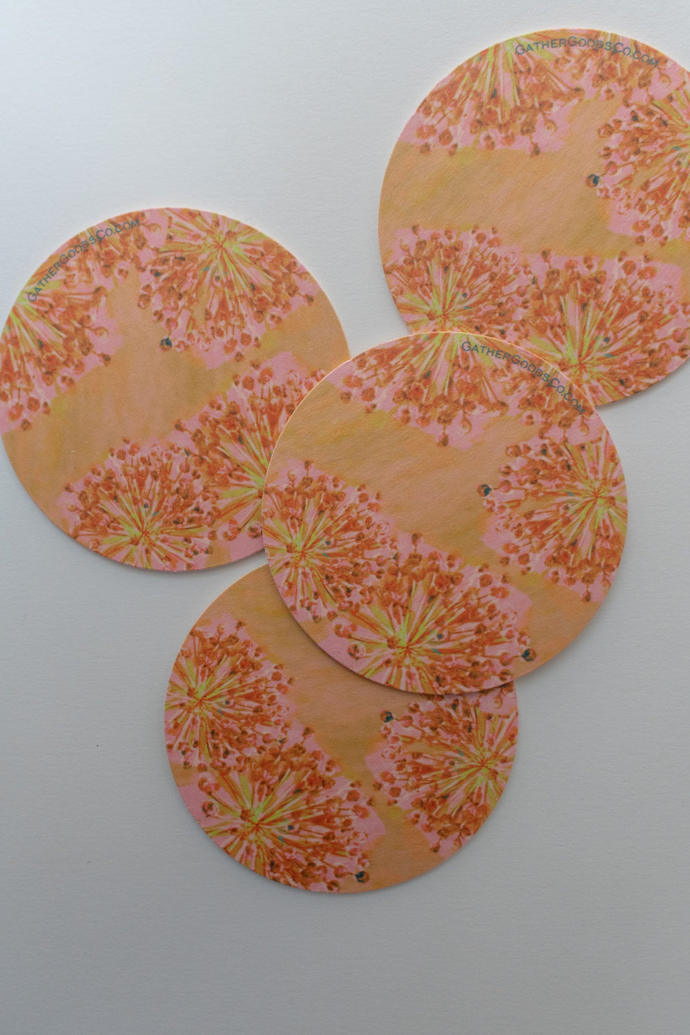 Golden Floral Pop Coasters, Set of Four - Gather Goods Co.