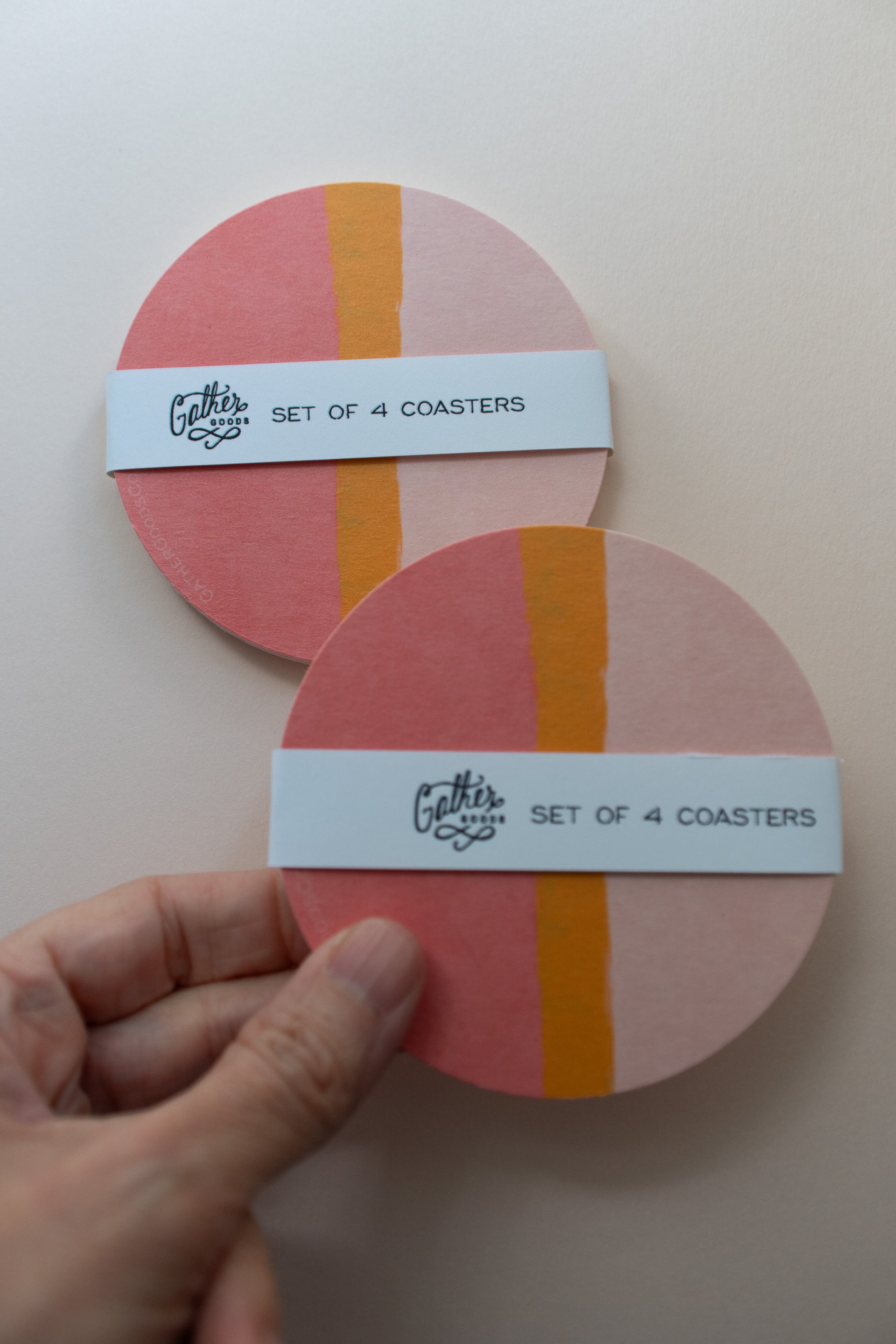 Pink Sunset Coasters, Set of Four - Gather Goods Co.