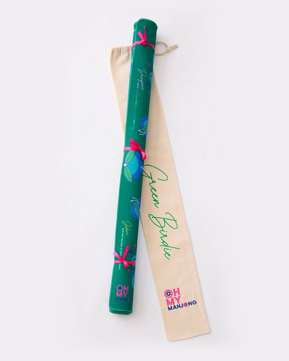 Mahjong Mat in Forest Green with Directions - Gather Goods Co.