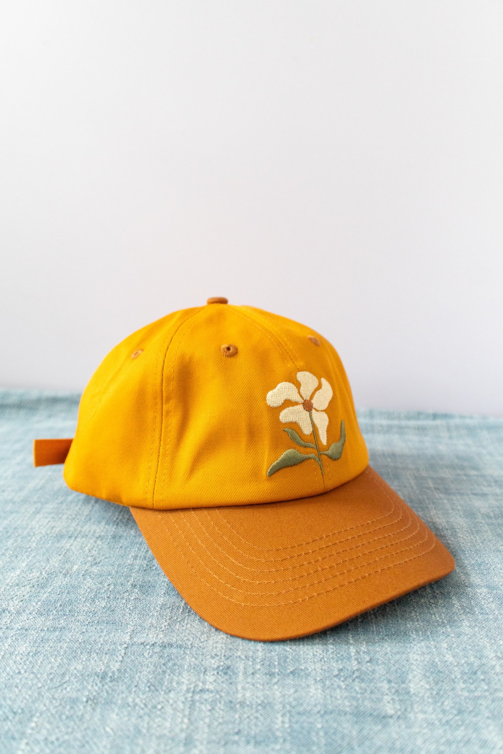 Floral Embroidered Baseball Cap – 100% Cotton, Adjustable Hat with Pon ...