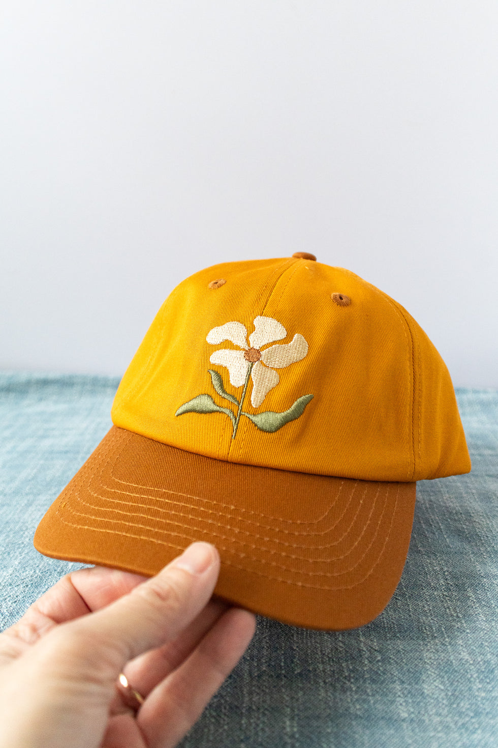 Floral Embroidered Baseball Cap – 100% Cotton, Adjustable Hat with Pon ...