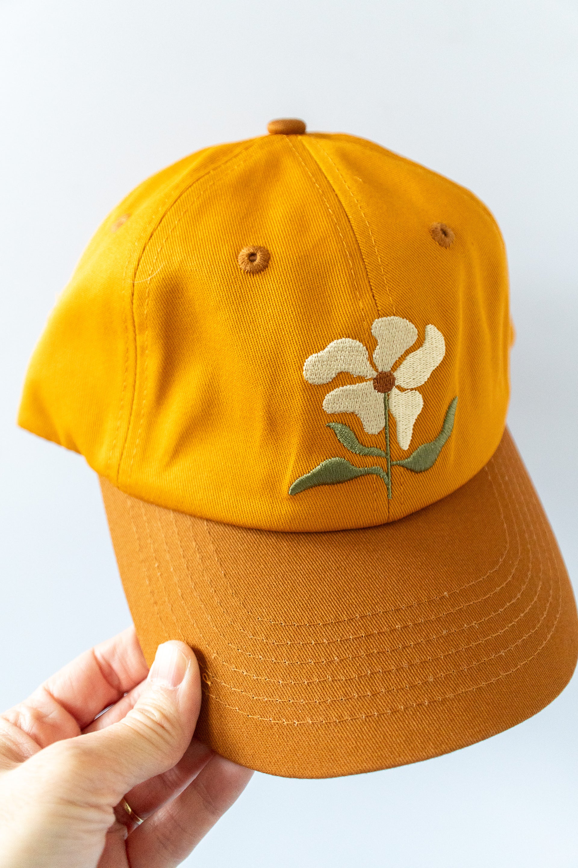 Floral Embroidered Baseball Cap – 100% Cotton, Adjustable Hat with Pon ...