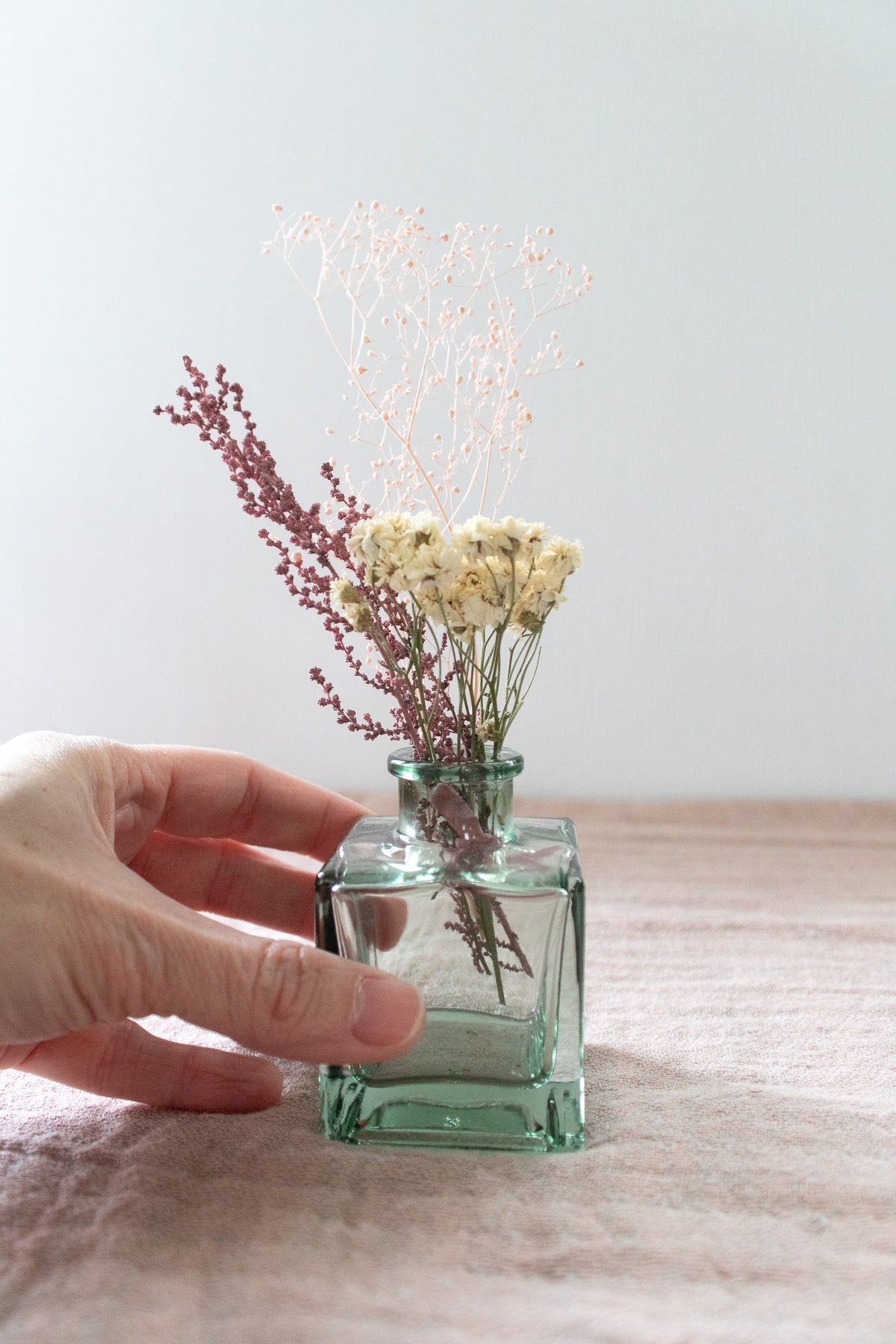Micro Dried Flower Arrangement in A Glass Bud Vase - Gather Goods Co.