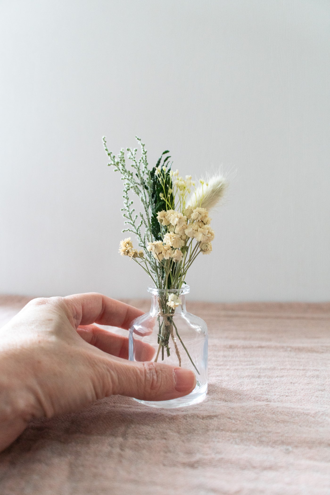 Micro Dried Flower Arrangement in A Glass Bud Vase - Gather Goods Co.