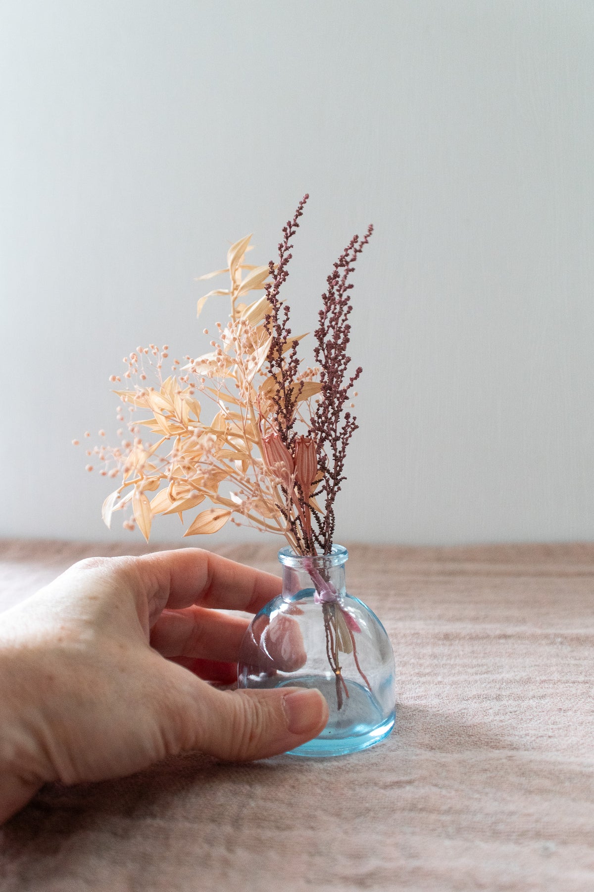 Micro Dried Flower Arrangement in A Glass Bud Vase - Gather Goods Co.
