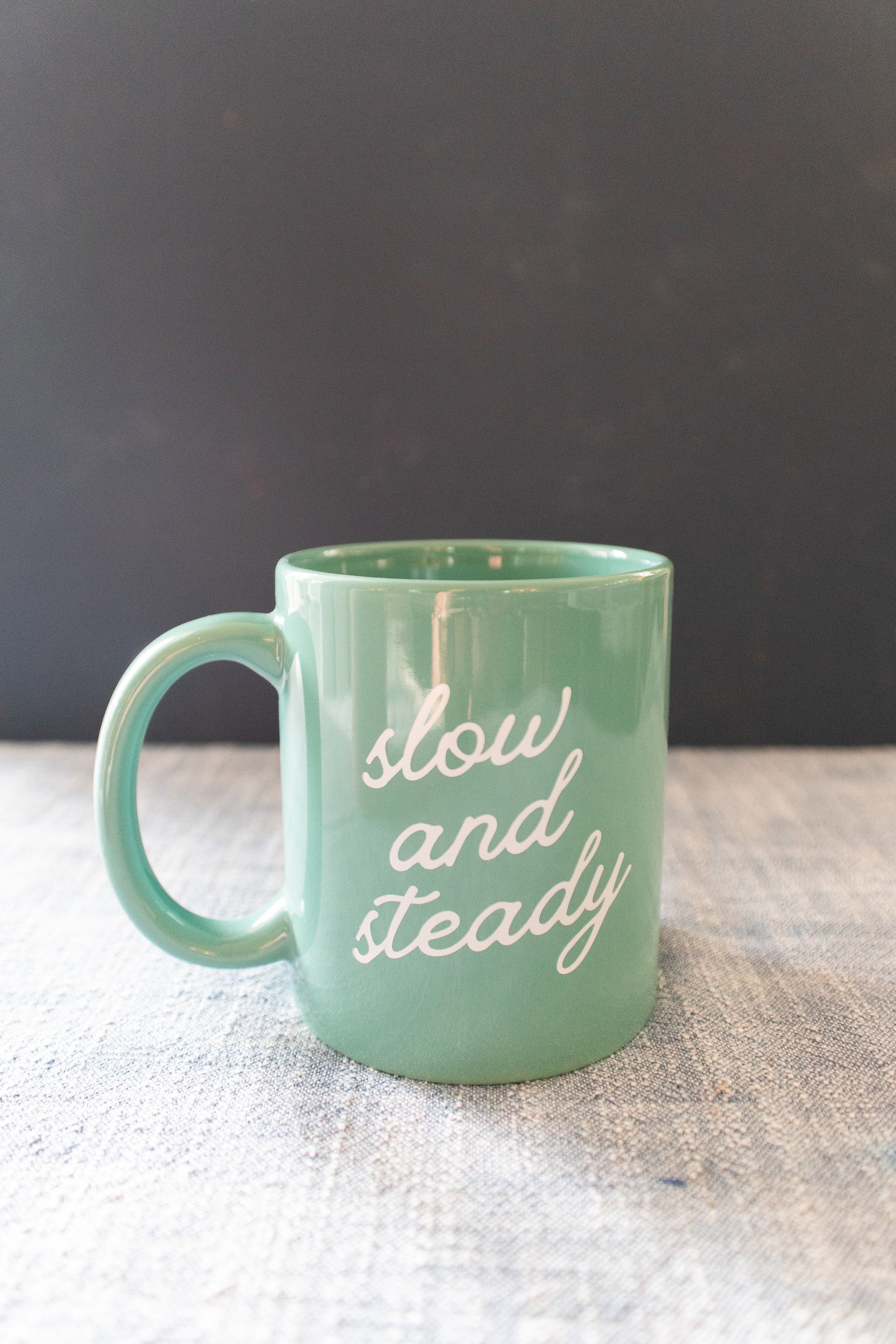 Green Ceramic Coffee Mug with Slow and Steady Phrase, 11oz - Gather ...