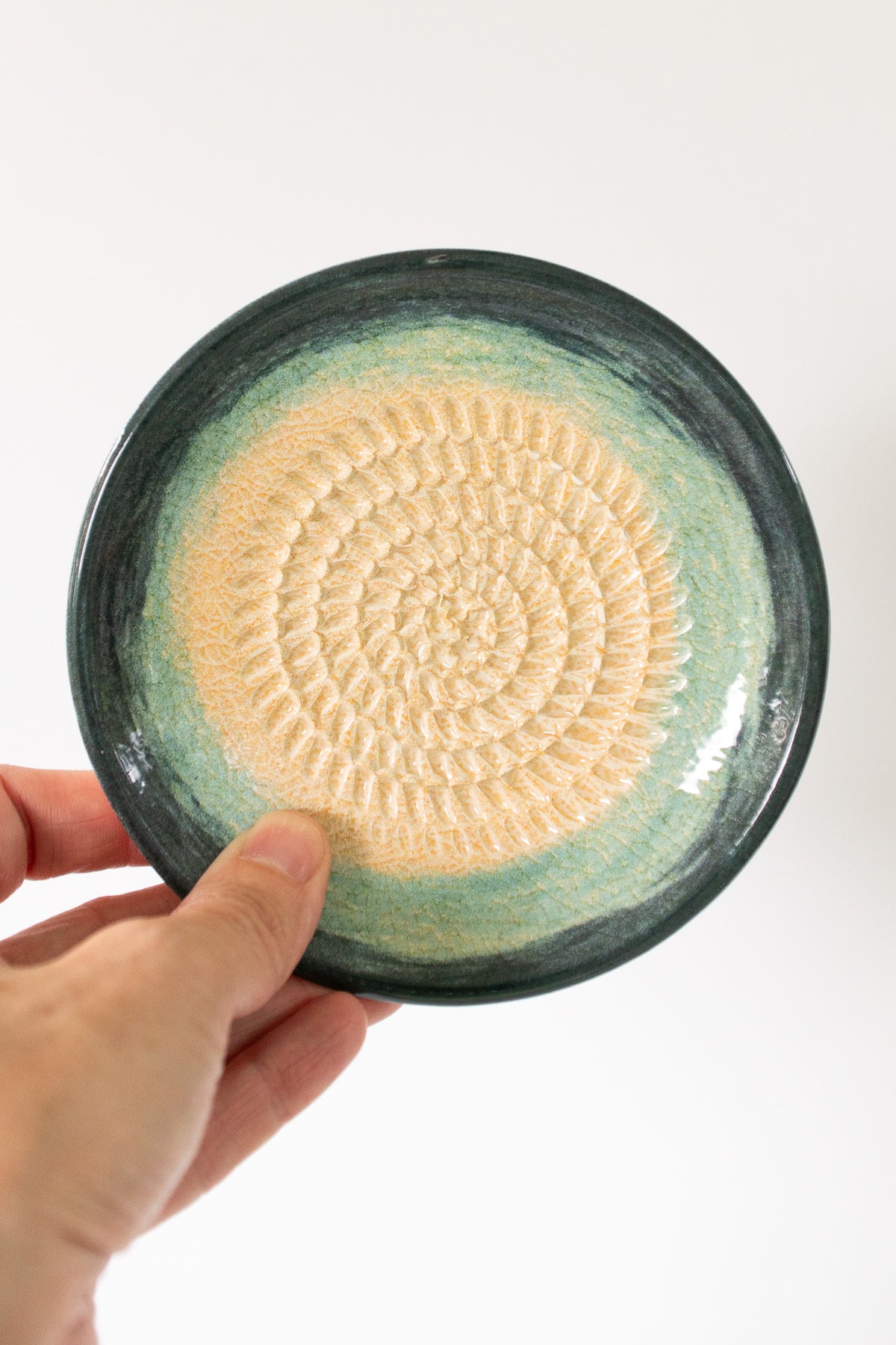 Ceramic Garlic Grater Plate, Green Ombre - Gather Goods Co.