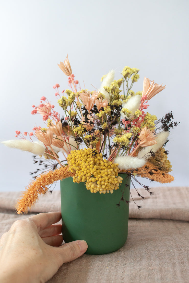 Small Dried Flower Arrangement in Colorful Vase - Gather Goods Co.
