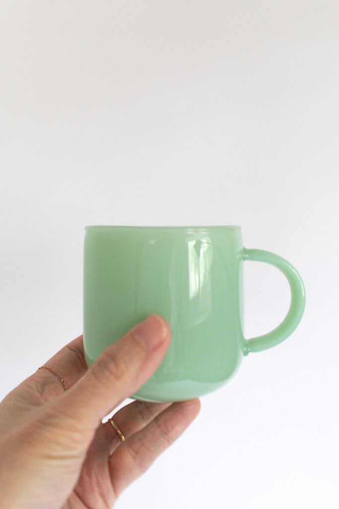 Retro Jade Glass Mug, Light Green – Gather Goods Co.