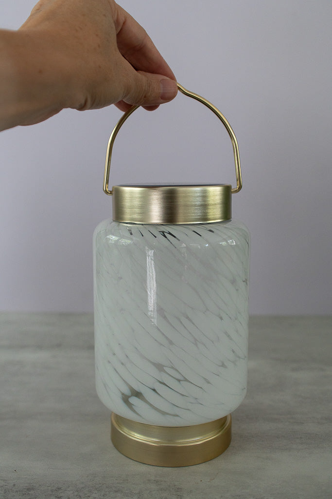 White Glass Solar Lantern, 4.25"x7.5"– Gather Goods Co.