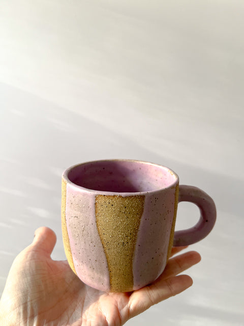 Striped Coffee Mug Lilac Wavy Lines - Gather Goods Co.