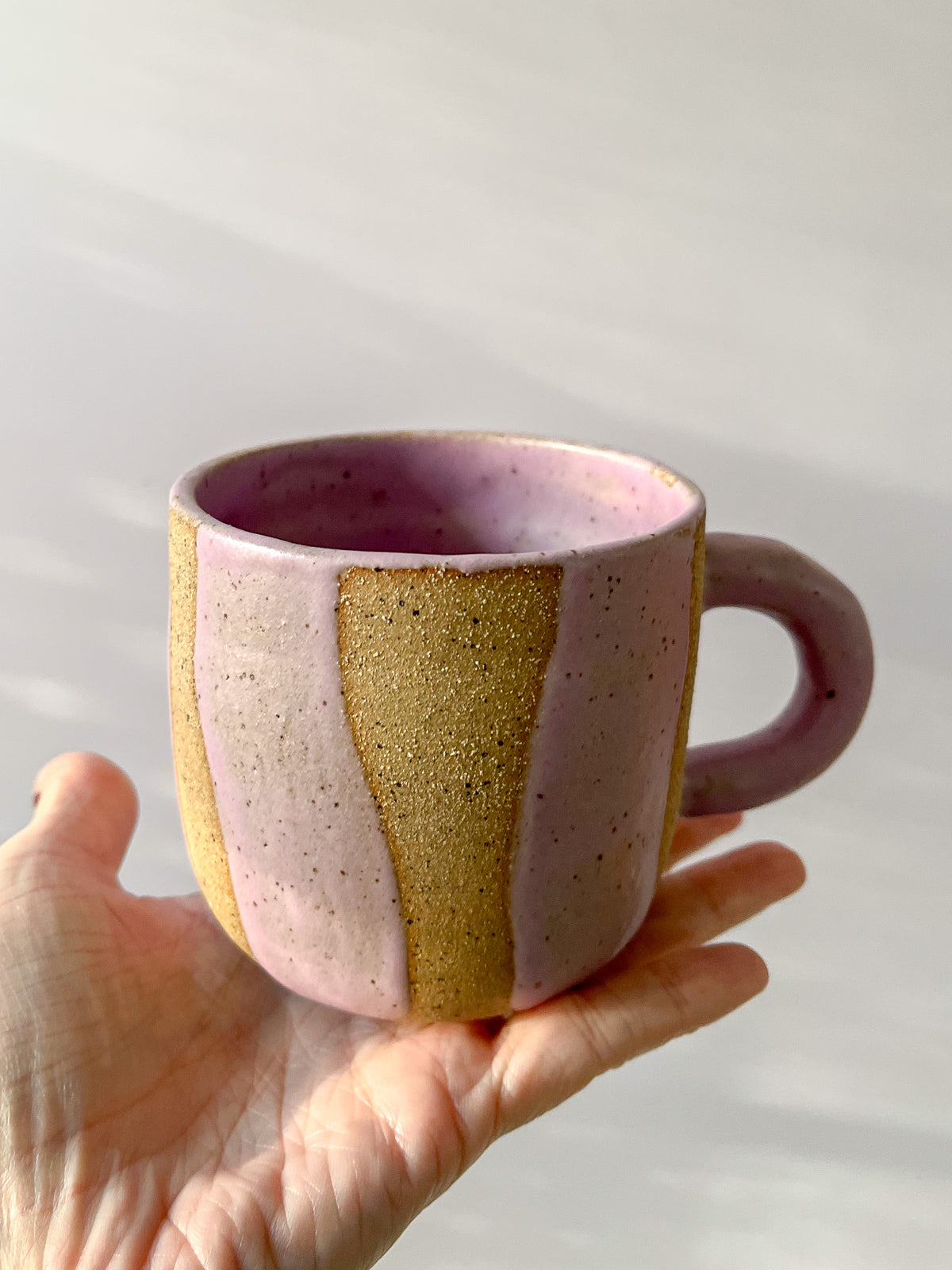 Striped Coffee Mug Lilac Wavy Lines - Gather Goods Co.