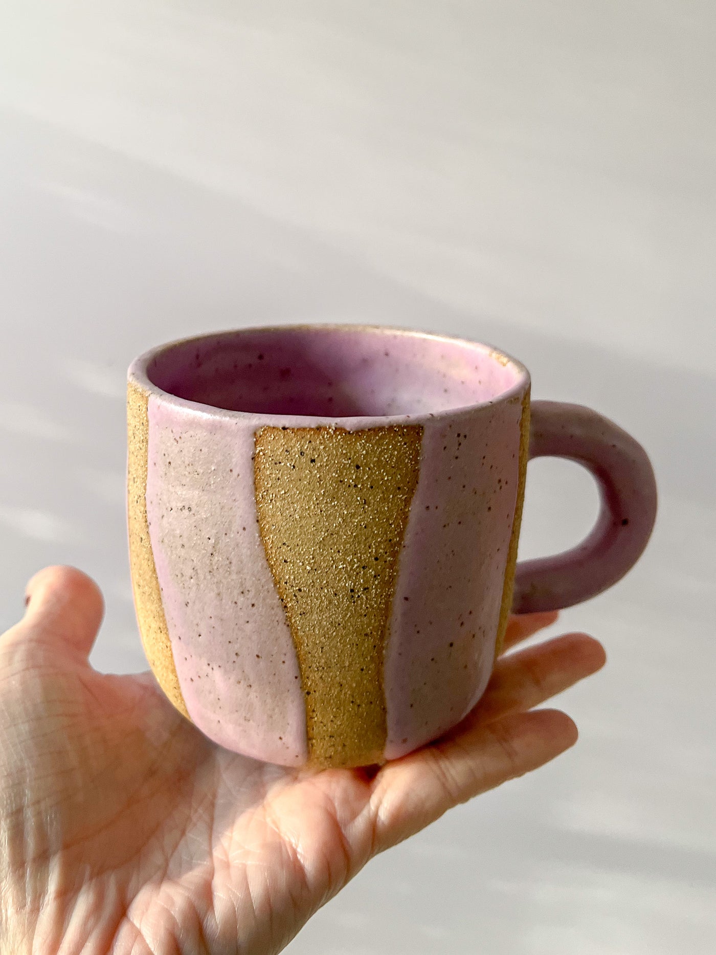 Striped Coffee Mug Lilac Wavy Lines - Gather Goods Co.