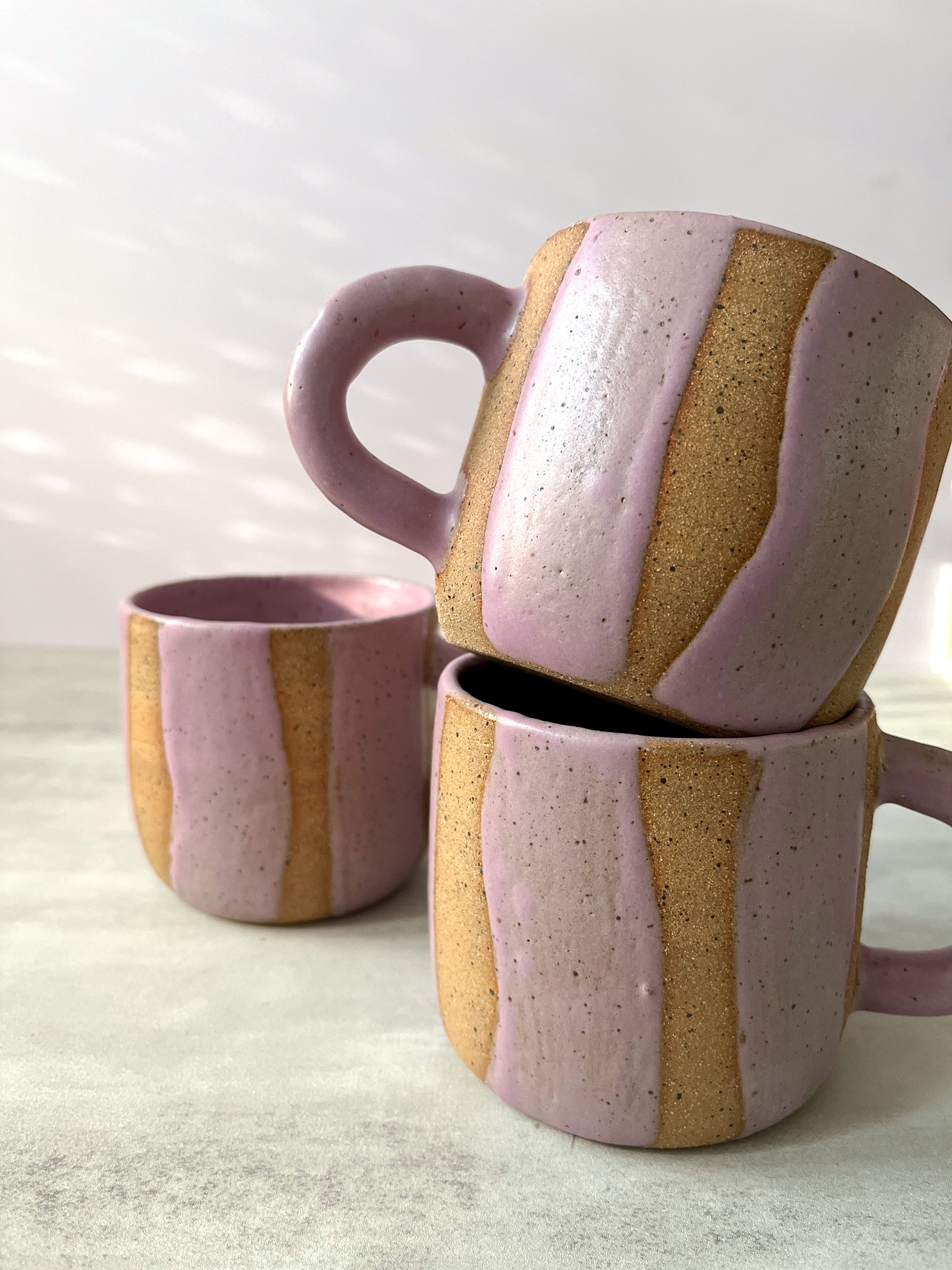 Striped Coffee Mug Lilac Wavy Lines - Gather Goods Co.