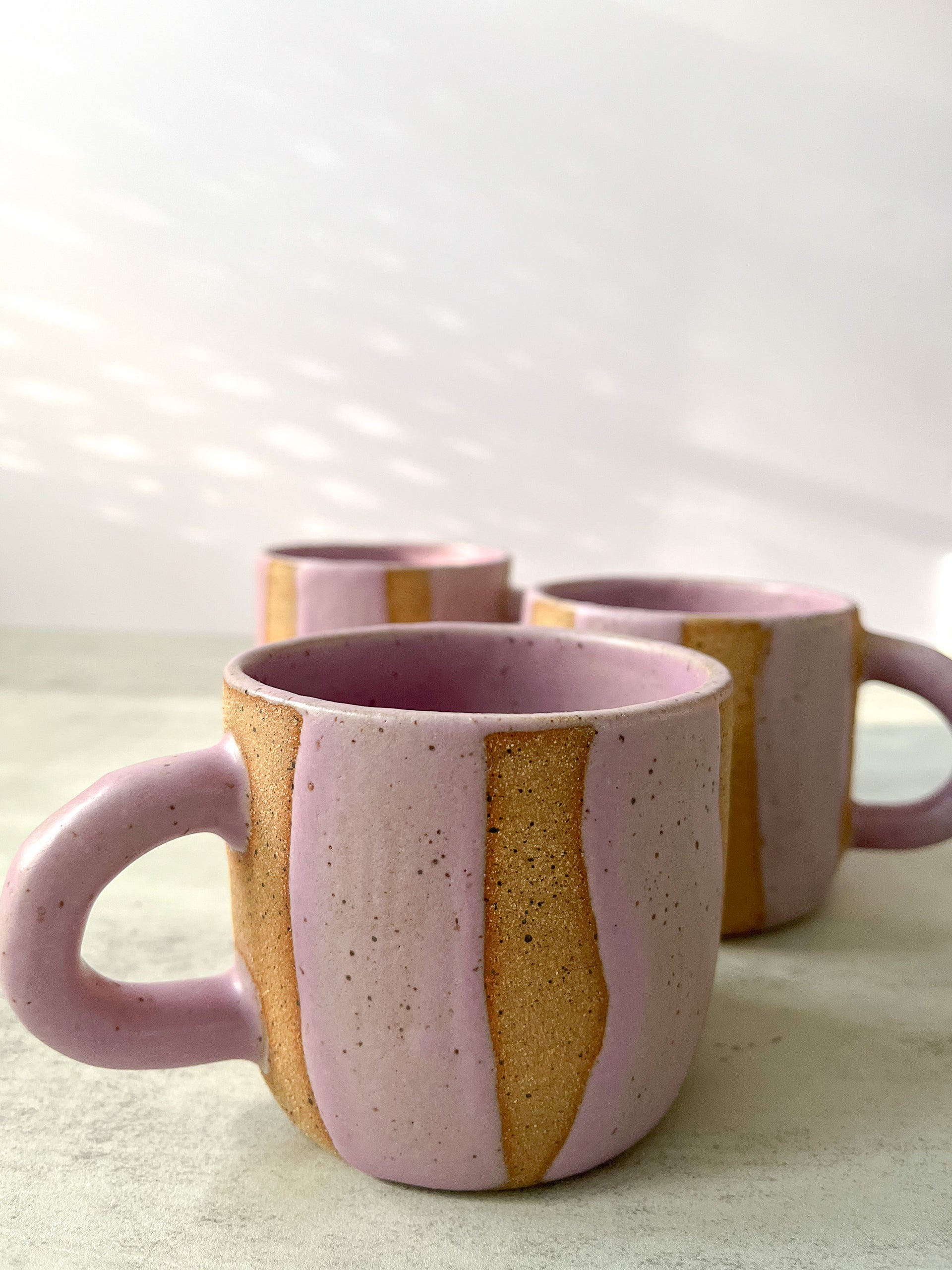 Striped Coffee Mug Lilac Wavy Lines - Gather Goods Co.