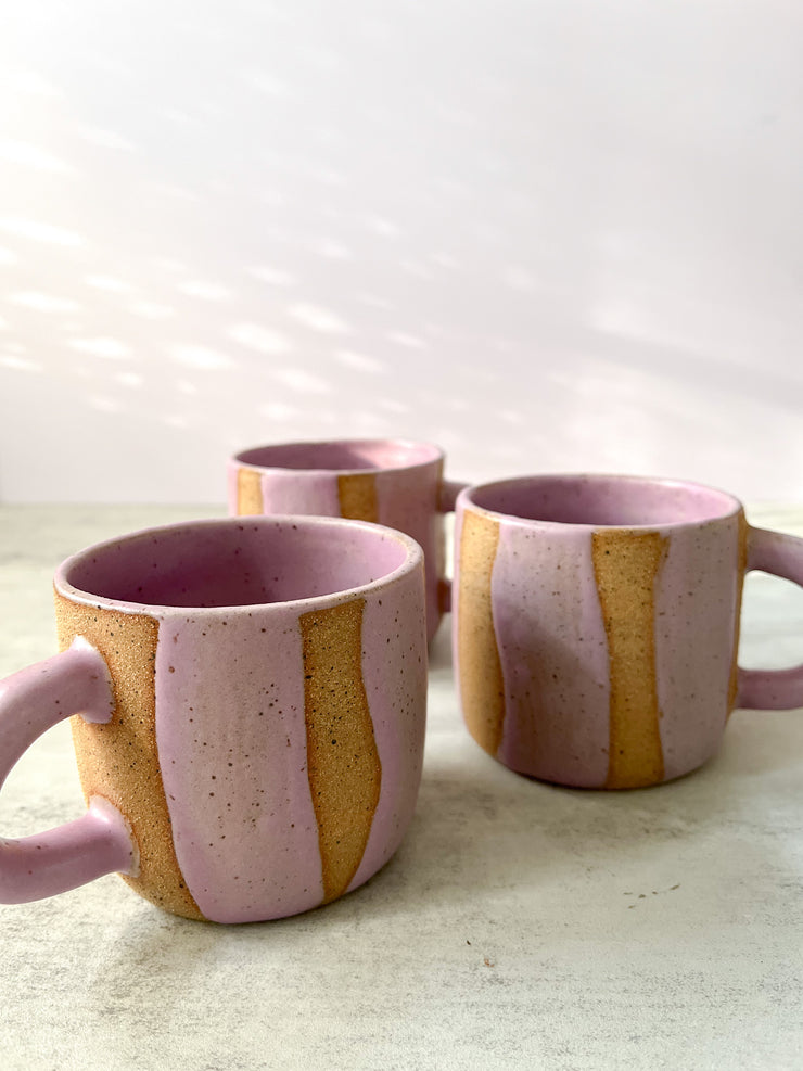 Striped Coffee Mug Lilac Wavy Lines - Gather Goods Co.