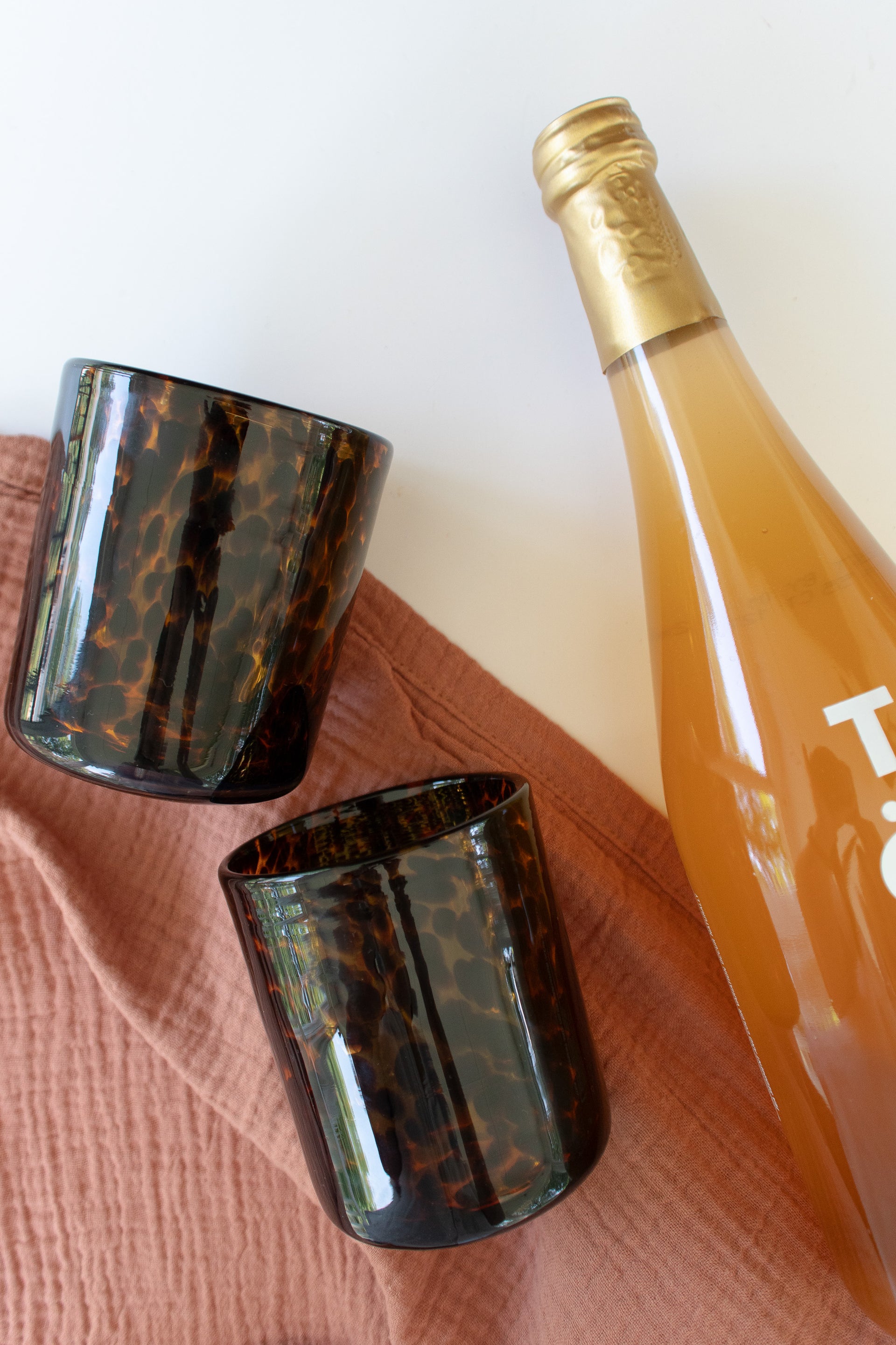 Brown Tortoise Shell Spotted Drinking Glass - Hand-Blown Glassware ...