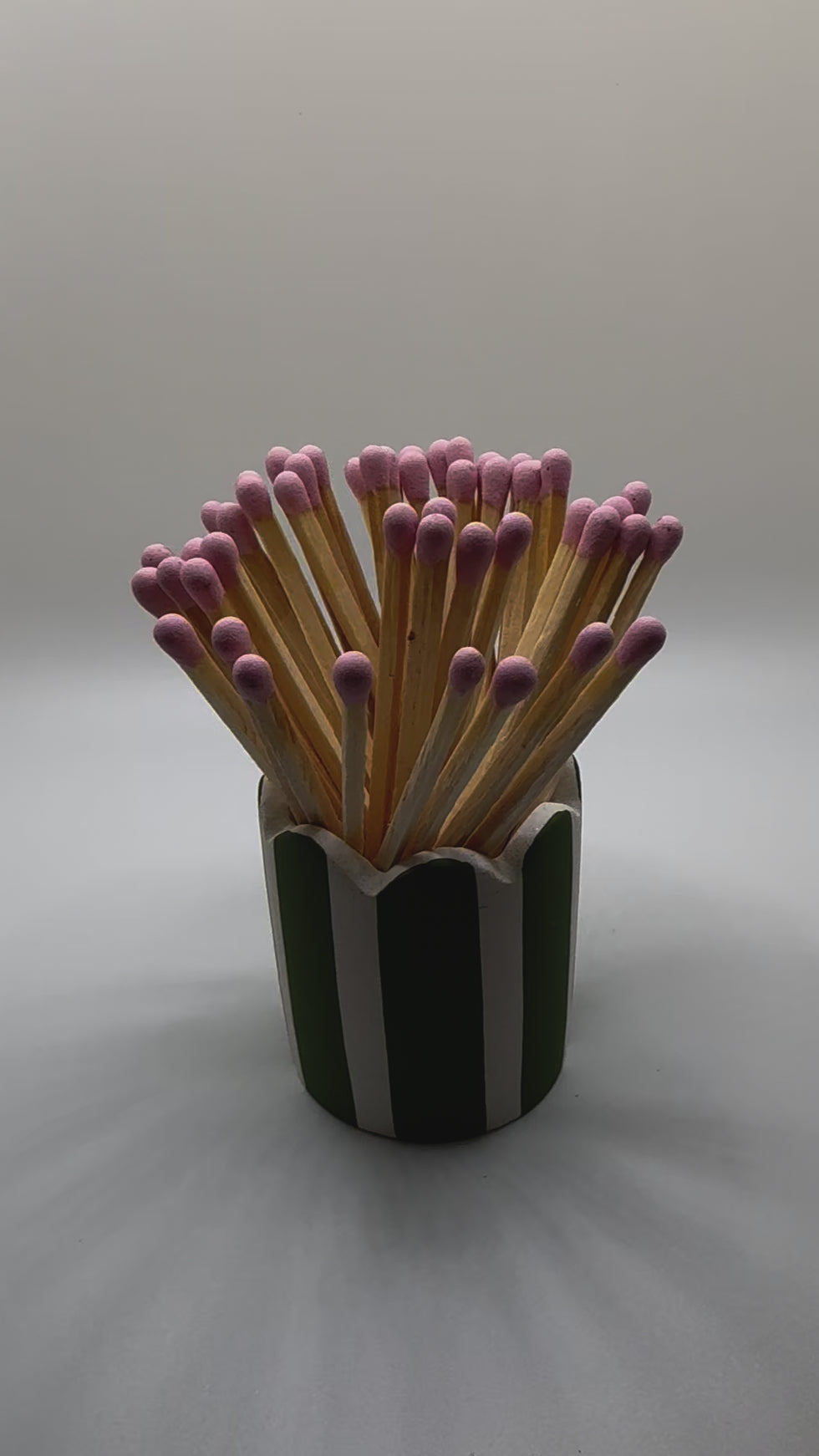 Green Striped Match Striker with Pink Matches - Gather Goods Co.