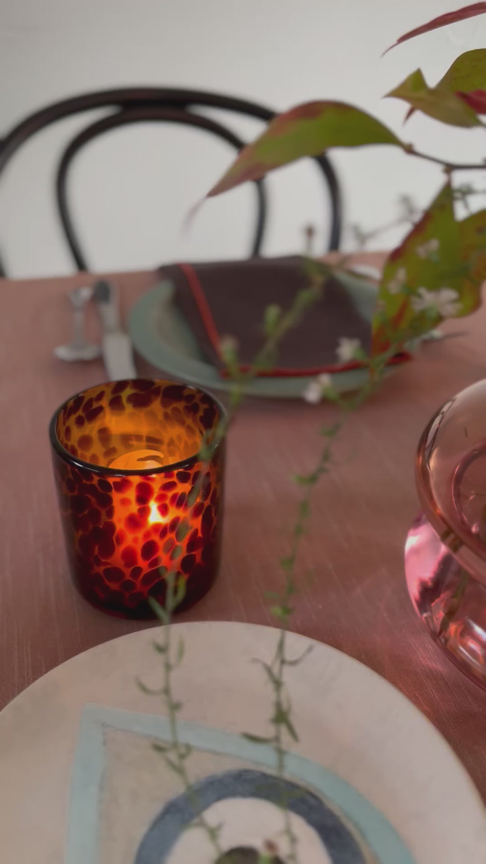 Brown Tortoise Shell Spotted Drinking Glass - Hand-Blown Glassware ...