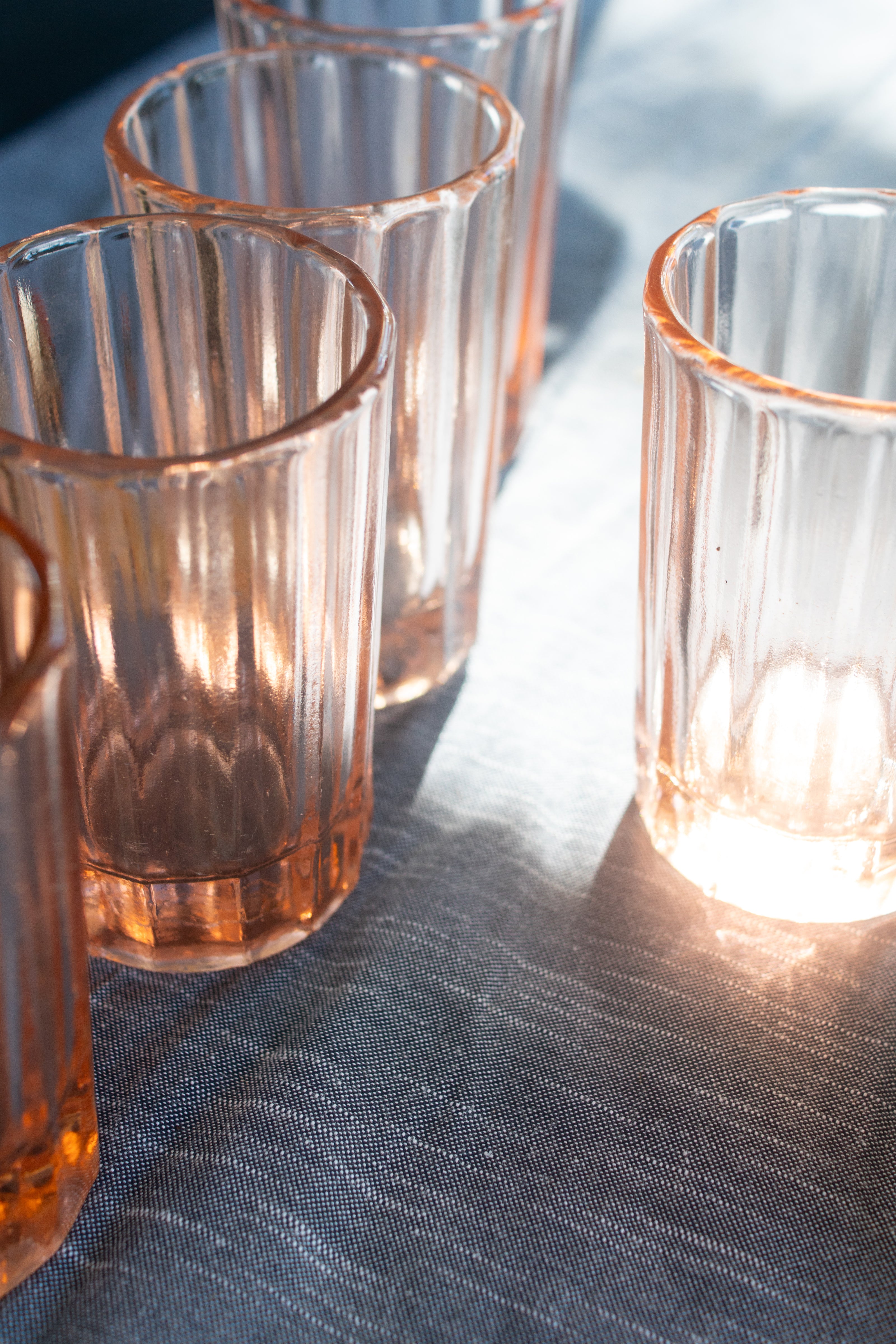 Pink Drinking Glass, Pink Depression Glass Aesthetic, Vintage Style Dr ...