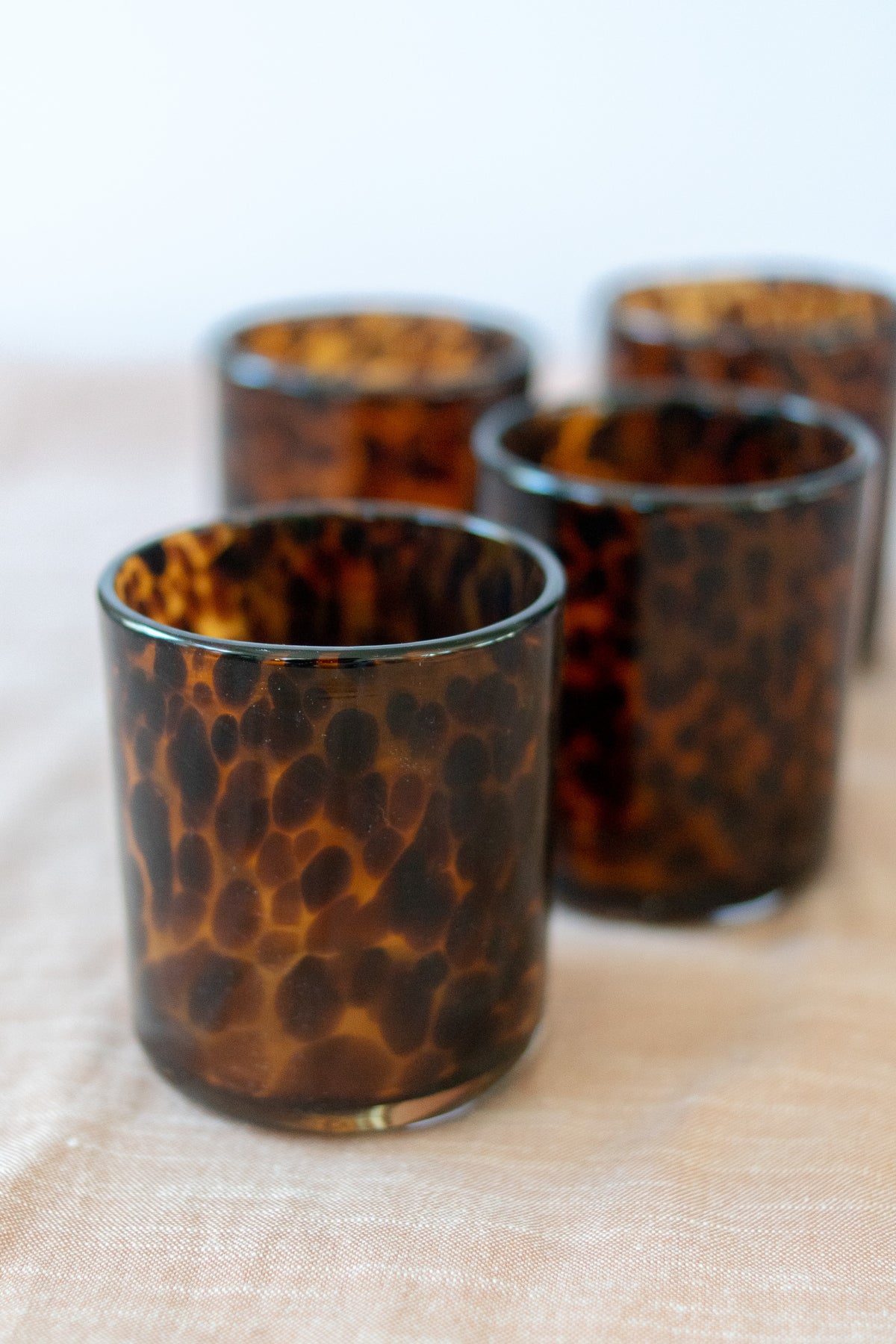 Brown Tortoise Shell Spotted Drinking Glass - Hand-Blown Glassware ...