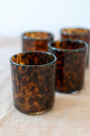 Brown Tortoise Shell Spotted Drinking Glass - Hand-Blown Glassware ...