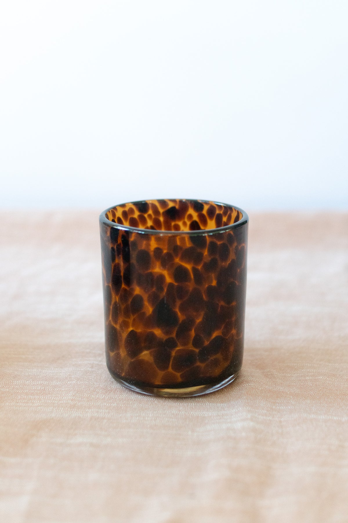 Brown Tortoise Shell Spotted Drinking Glass - Hand-Blown Glassware ...