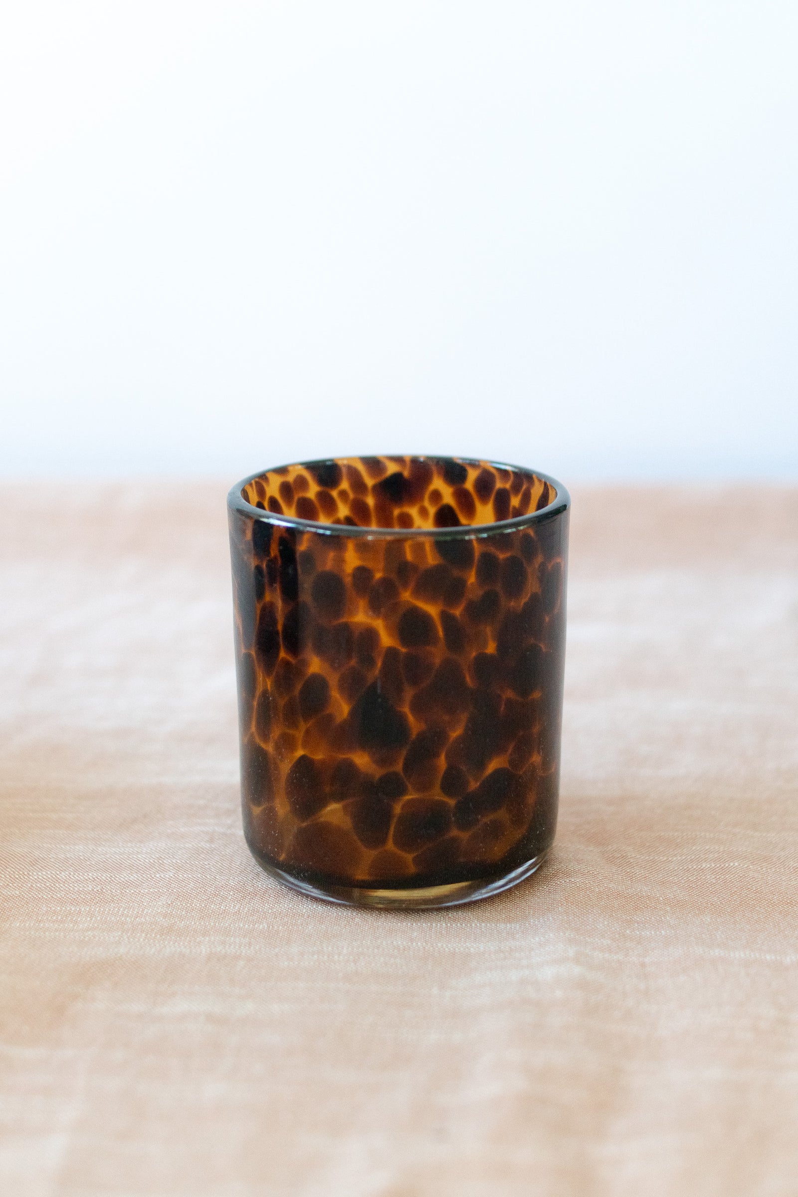 Brown Tortoise Shell Spotted Drinking Glass - Hand-Blown Glassware ...