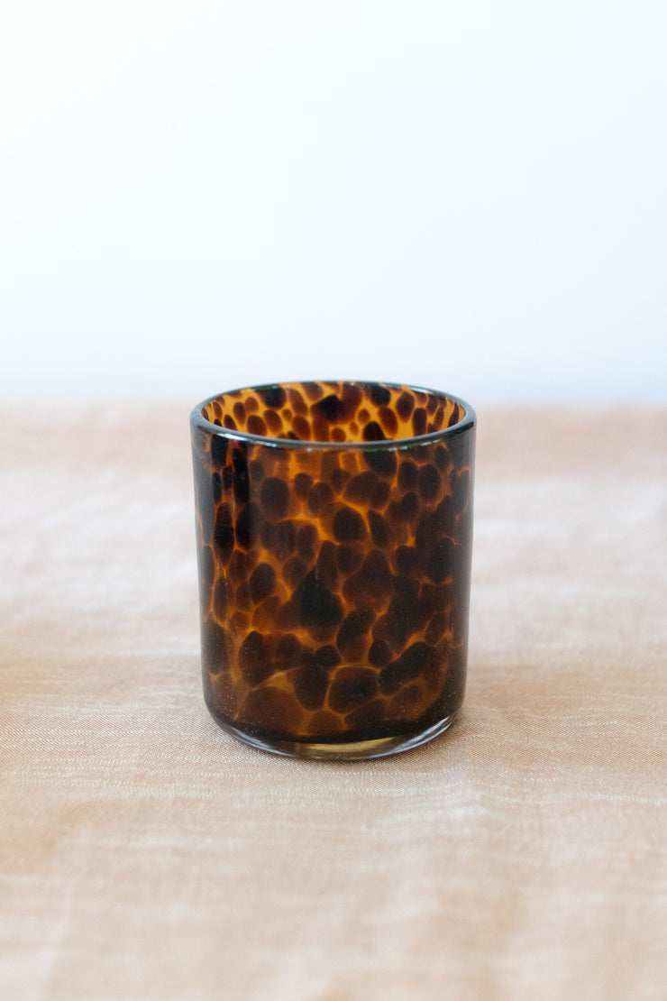 Brown Tortoise Shell Spotted Drinking Glass - Hand-Blown Glassware ...