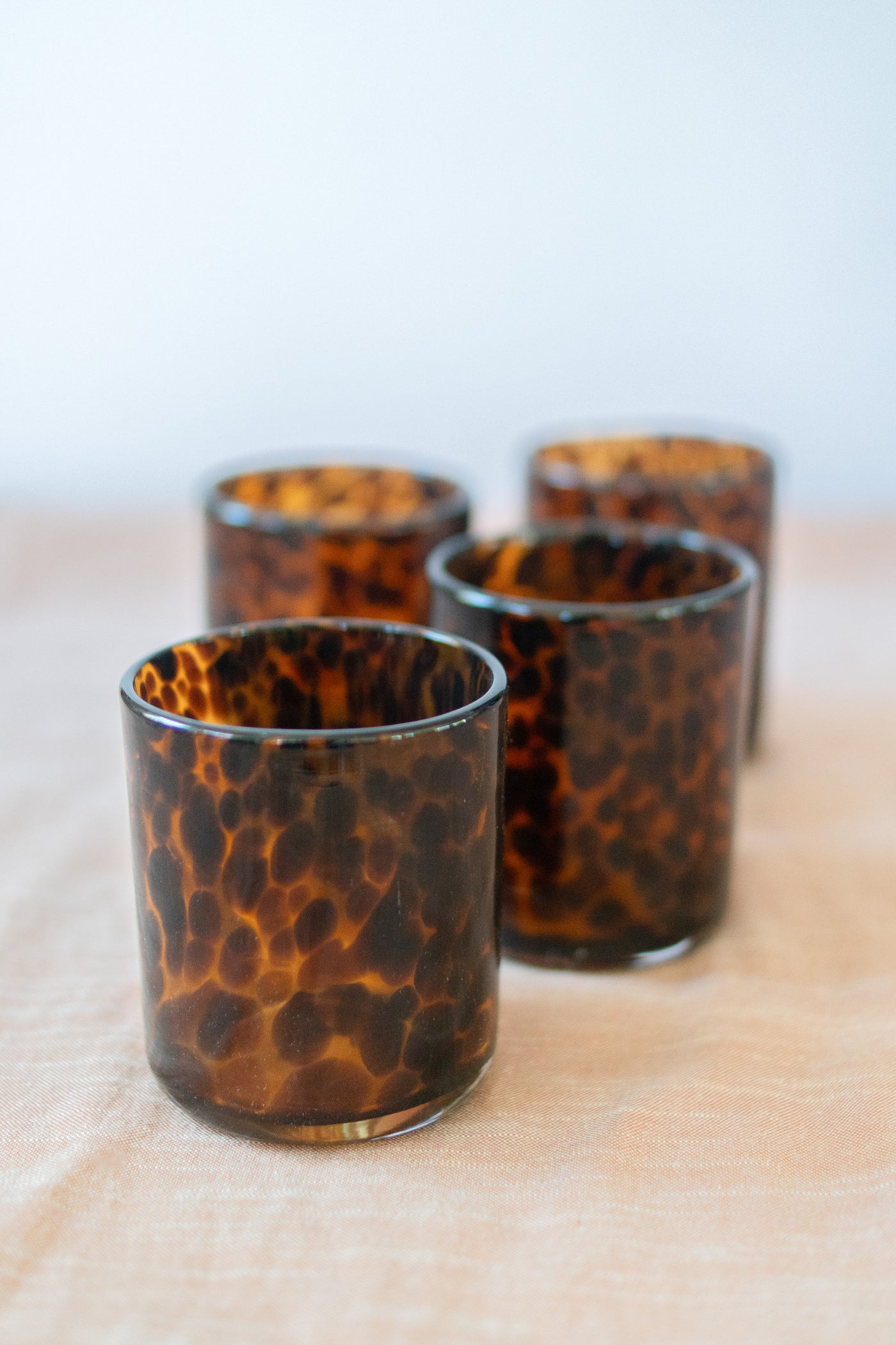 Brown Tortoise Shell Spotted Drinking Glass - Hand-Blown Glassware ...