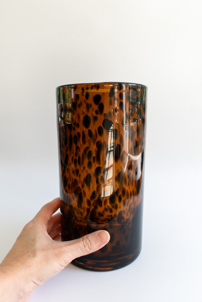 Brown Tortoise Shell Glass Flower Vase - Gather Goods Co.