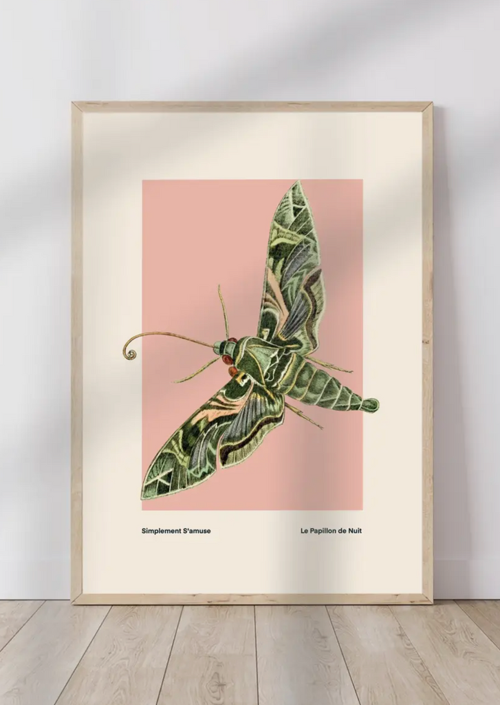 Pink & Green French Vintage Moth Poster– Gather Goods Co.