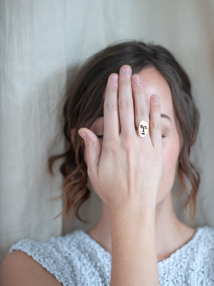Brass Face Ring - Gather Goods Co.