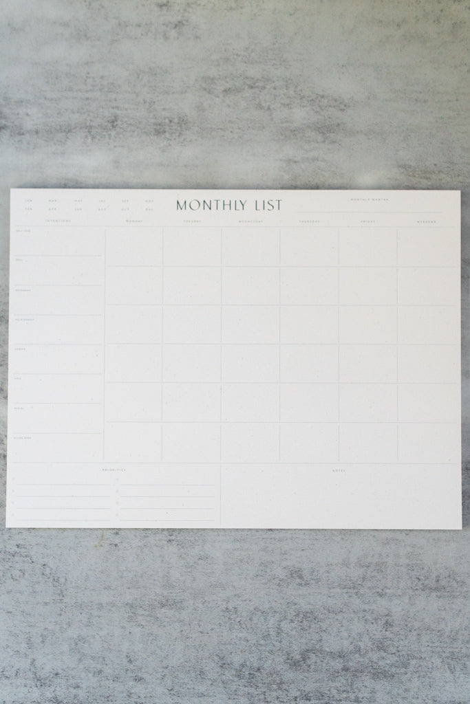 Monthly List Pad – Gather Goods Co.